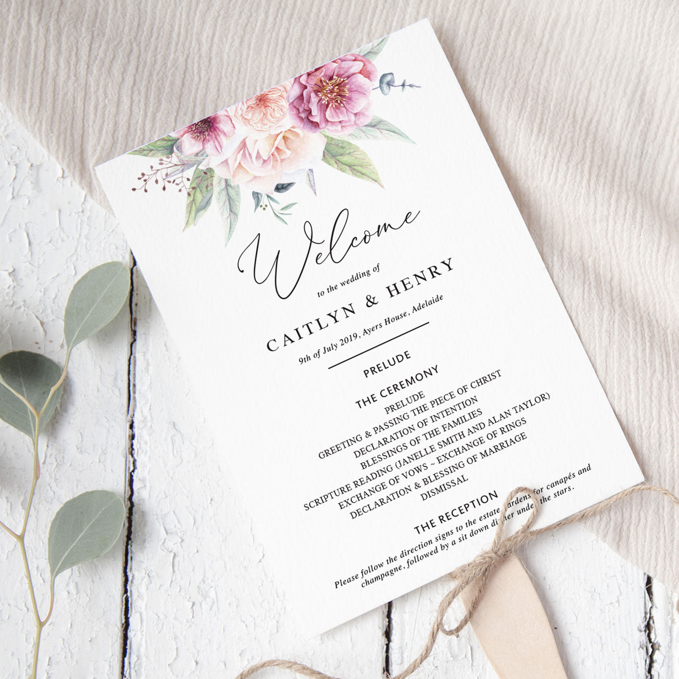 Floral Wedding Program - Caitlyn – Peach Perfect Stationery