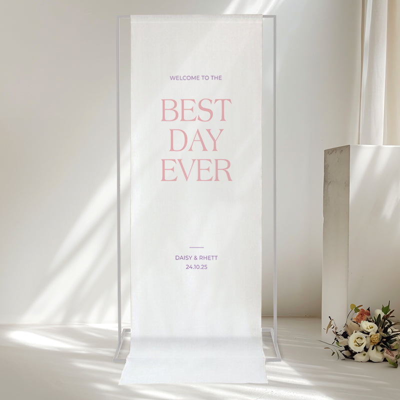 Linen Wedding Welcome Sign Australia Best Day Ever – Peach Perfect ...