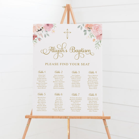 Floral Baptism Seating Chart for Girls – Peach Perfect Stationery