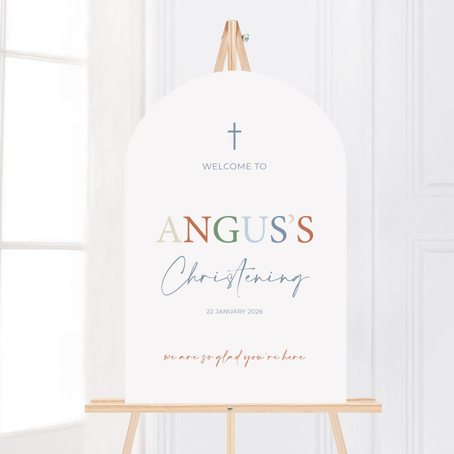 Bright Boy Christening Welcome Signs – Peach Perfect Stationery