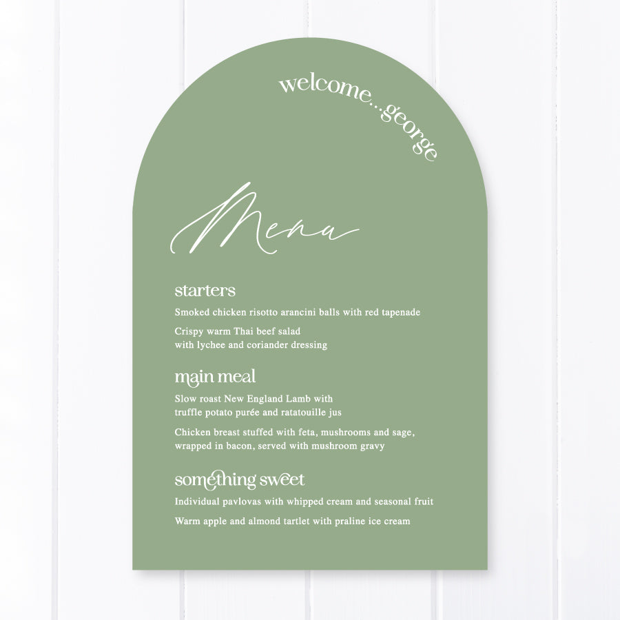 Arch Shape Wedding Menu Australia – Peach Perfect Stationery