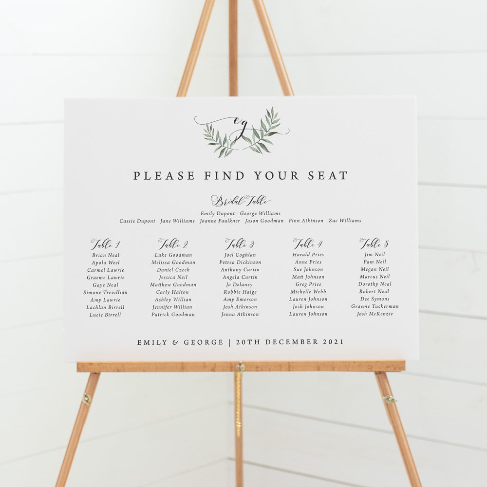 Monogram Wedding Seating Charts – Peach Perfect Stationery