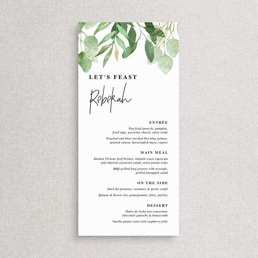 WEDDING MENUS – Peach Perfect Stationery